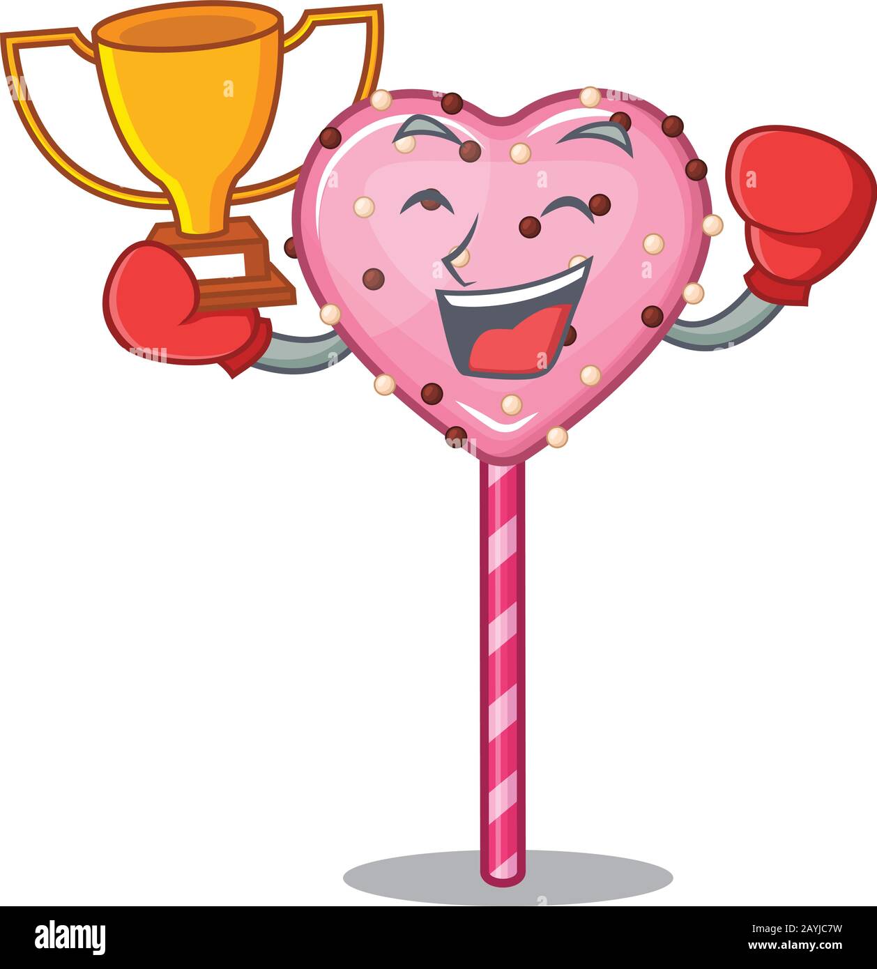 fantastic Boxing winner of candy heart lollipop in mascot cartoon ...
