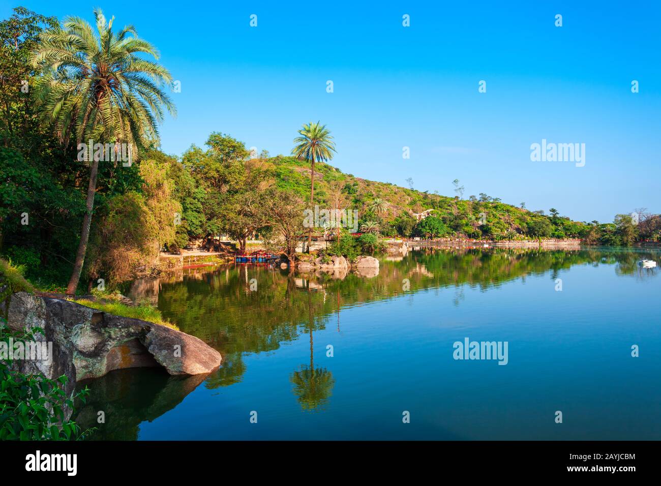 Mount Abu and Nakki lake panoramic view. Mount Abu is a hill station in ...