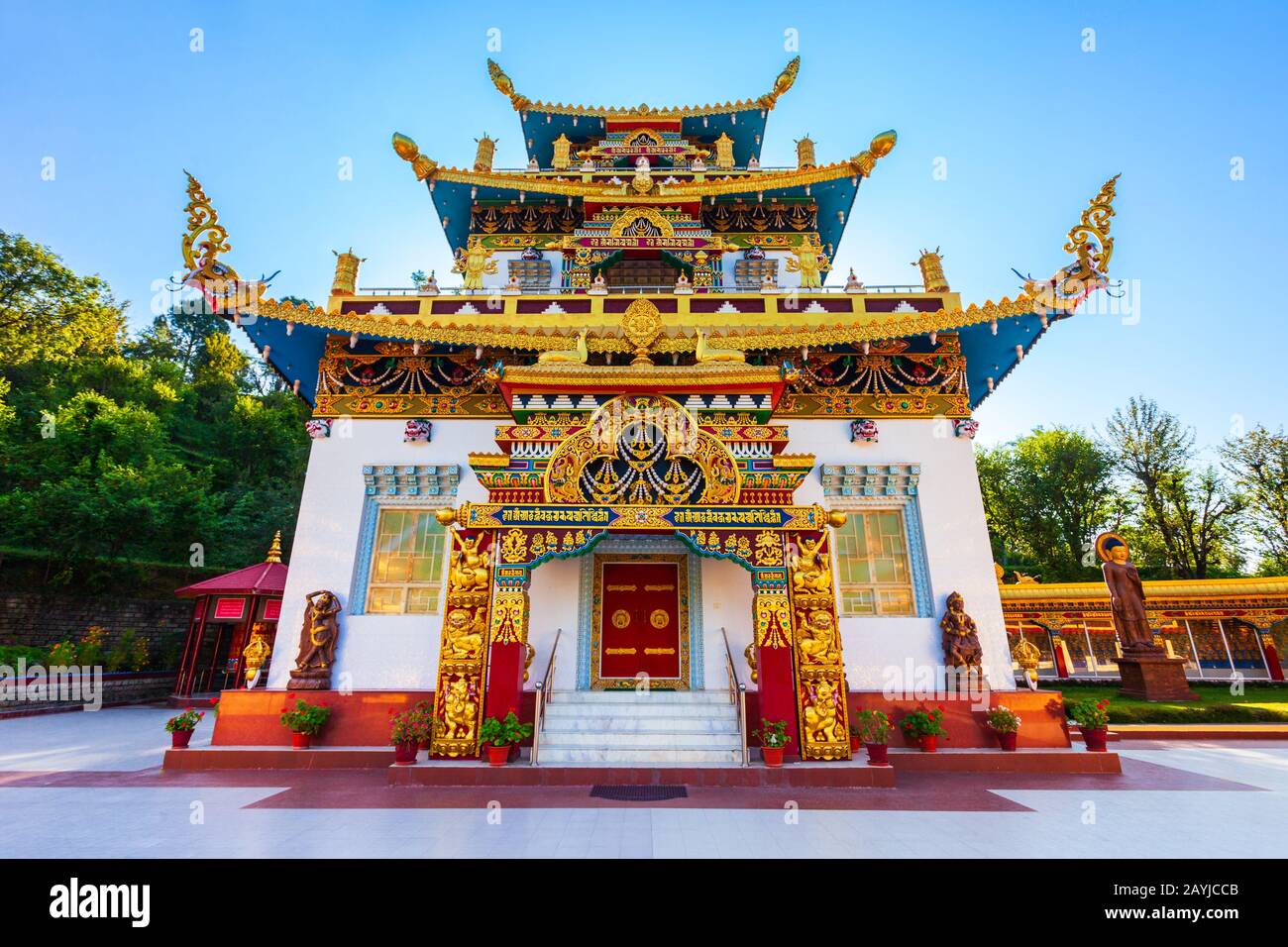 Tso Pema Monastery in Rewalsar town, Himachal Pradesh state in India ...