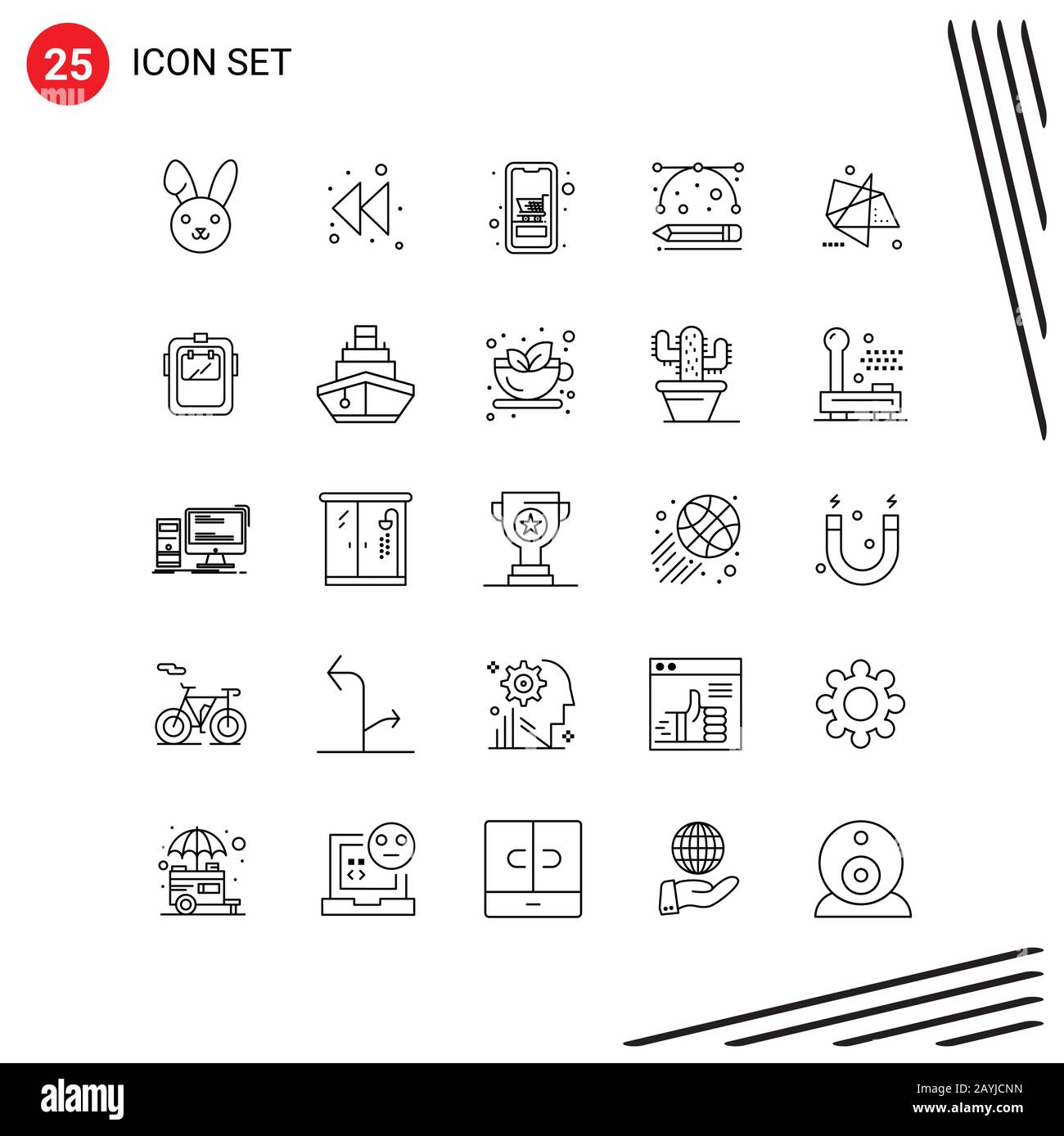 Collection of 25 Vector Icons in Line style. Pixle Perfect Outline ...