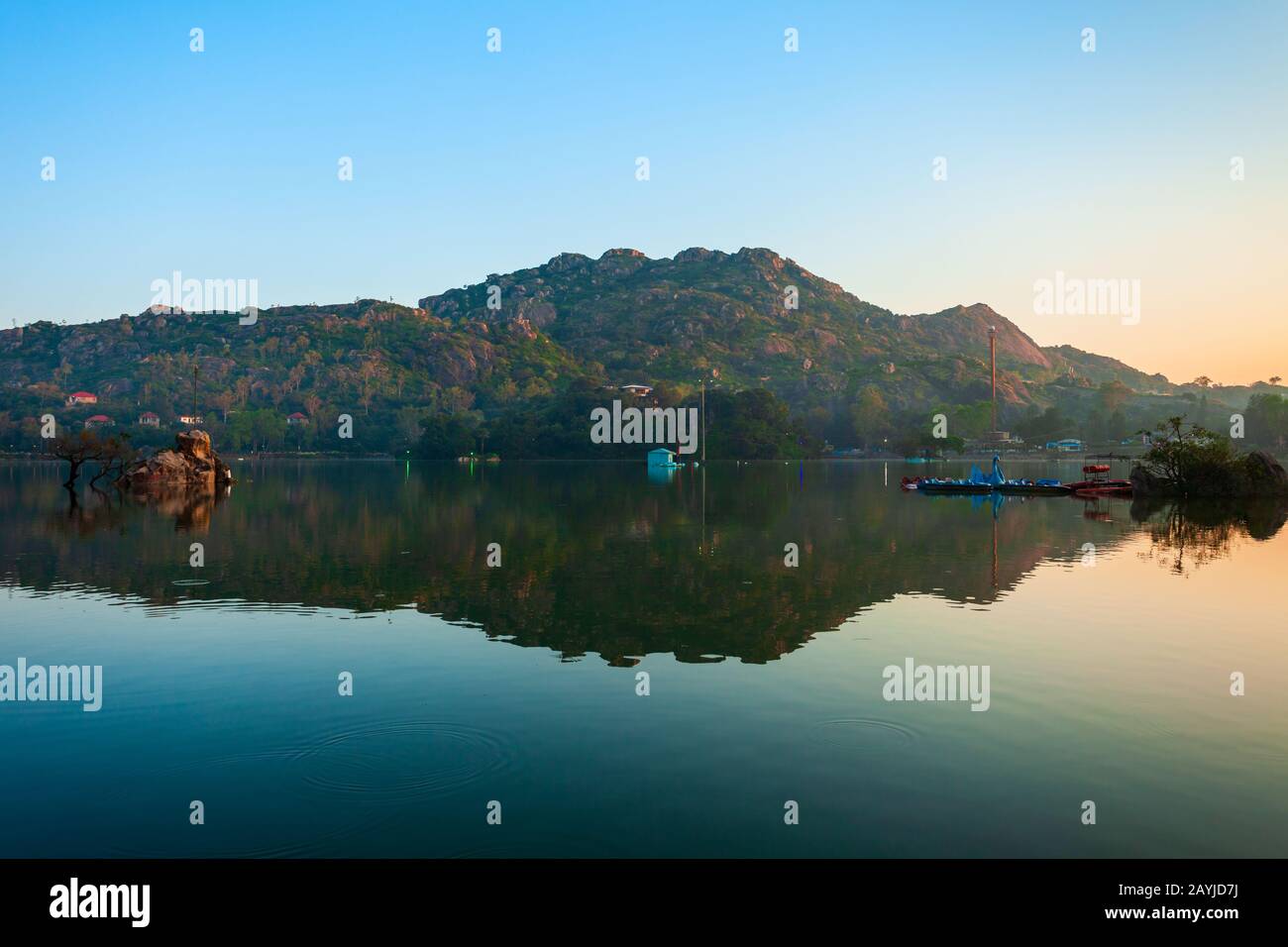 Mount Abu and Nakki lake panoramic view. Mount Abu is a hill station in ...