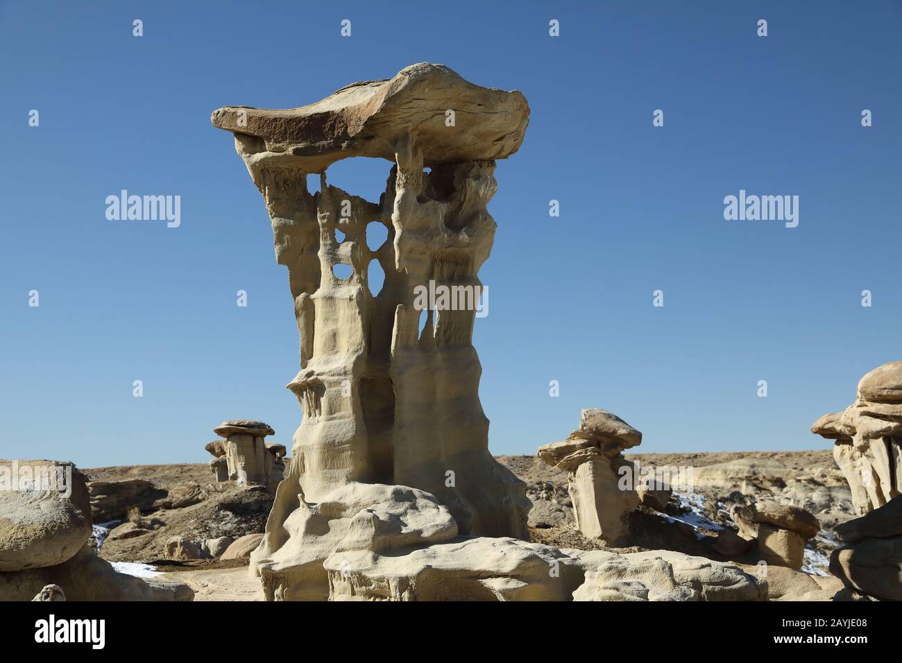 Strange Rock Formation in Bisti Badlands (Alien Throne) New Mexico USA ...