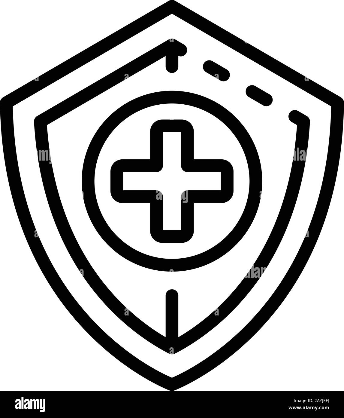 Medical shield icon. Outline medical shield vector icon for web design ...
