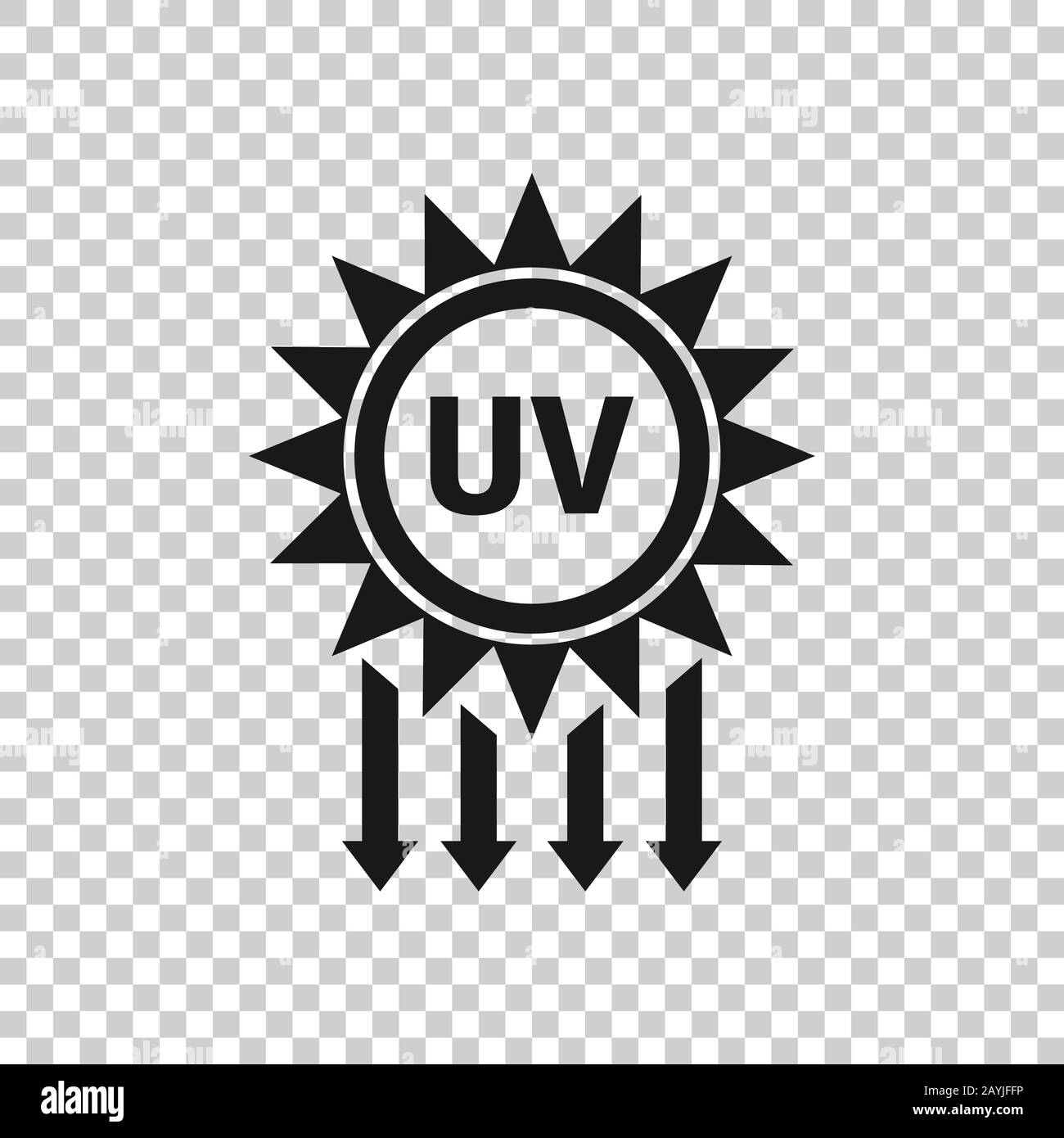 UV radiation icon in flat style. Ultraviolet vector illustration on white isolated background ...