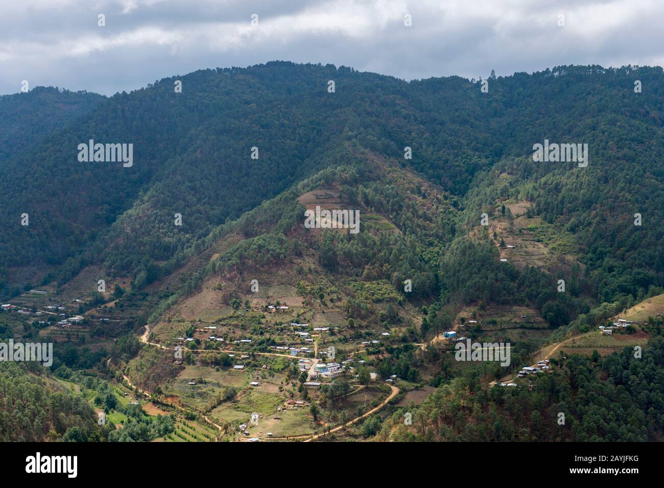 View of the Mixtec village of San Juan Contreras near Oaxaca, Mexico ...