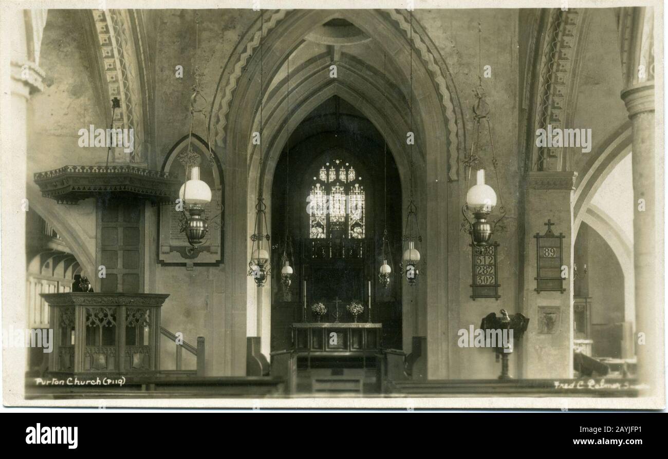 Fred C Palmer Purton church interior Stock Photo - Alamy