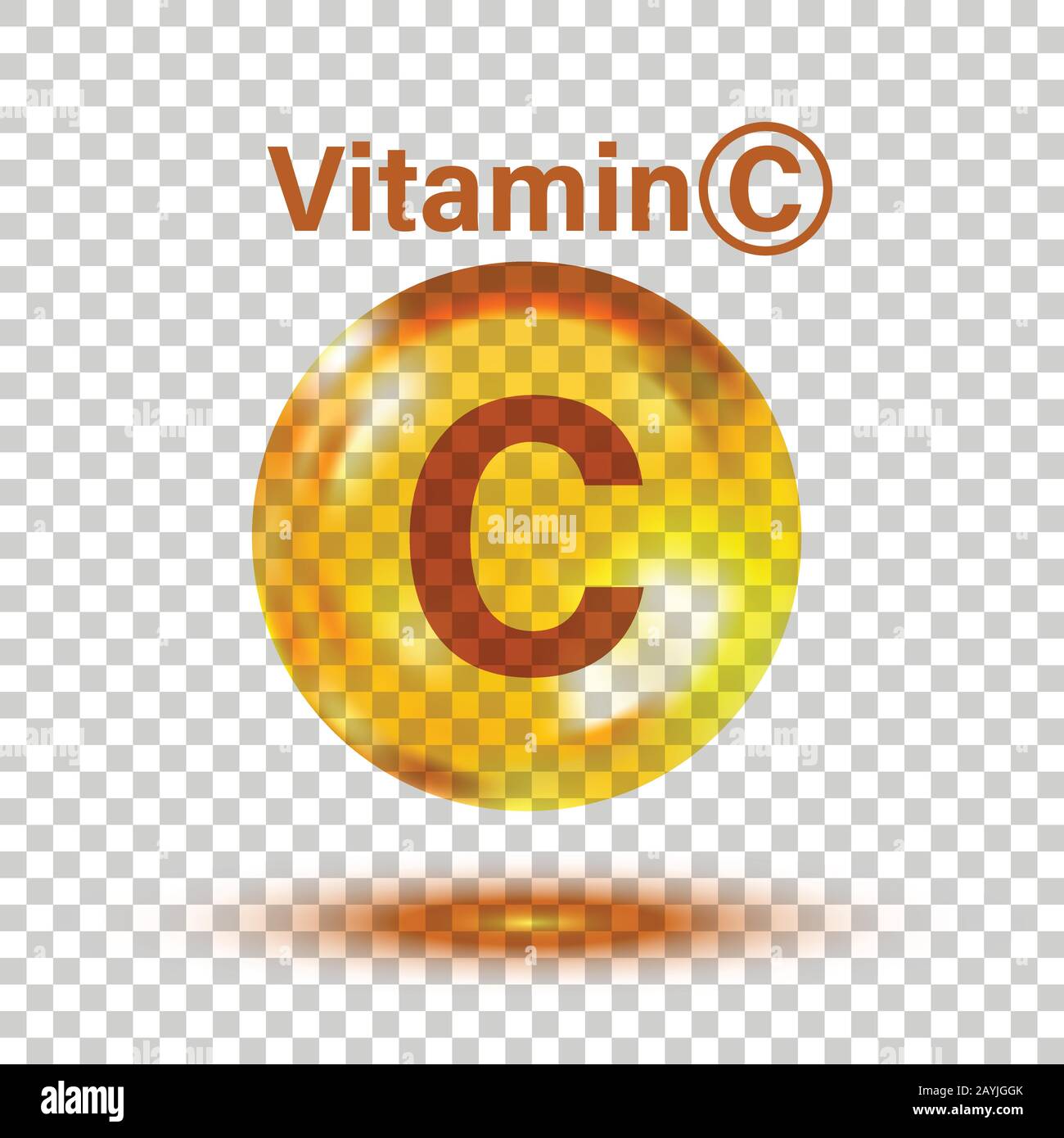Vitamin C icon in flat style. Pill capcule vector illustration on white ...