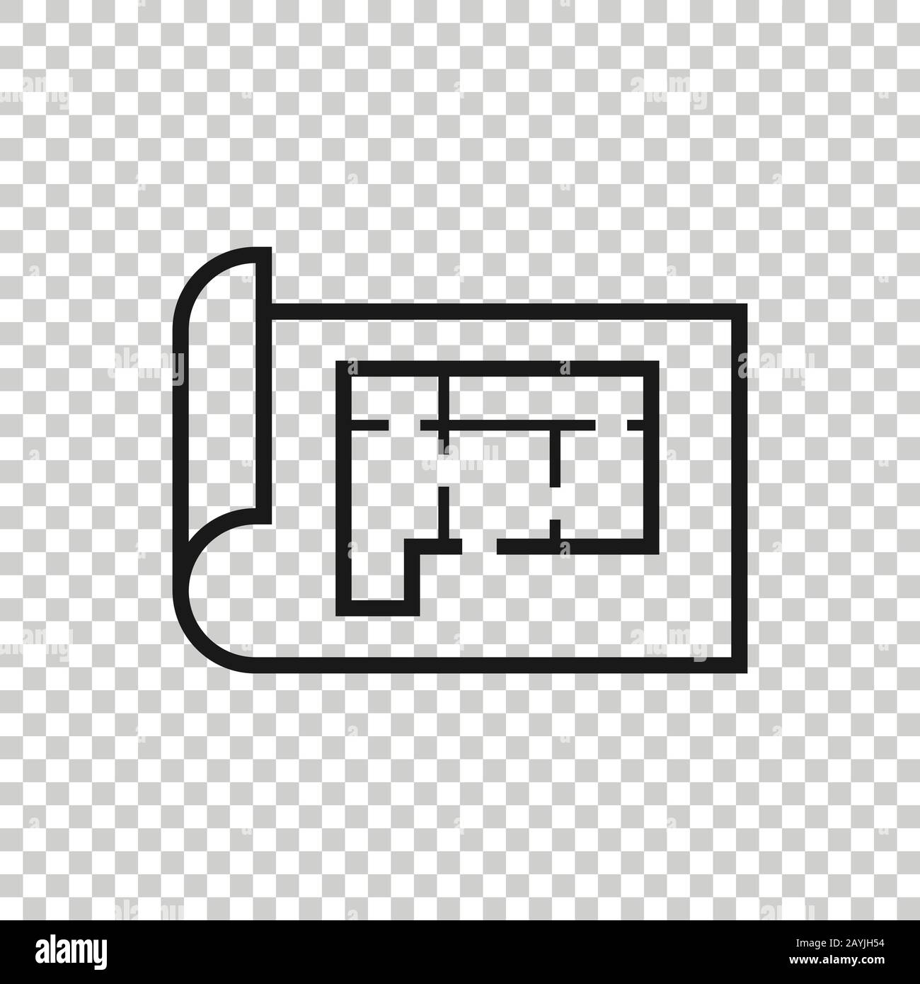 Room plan icon in flat style. Blueprint vector illustration on white ...