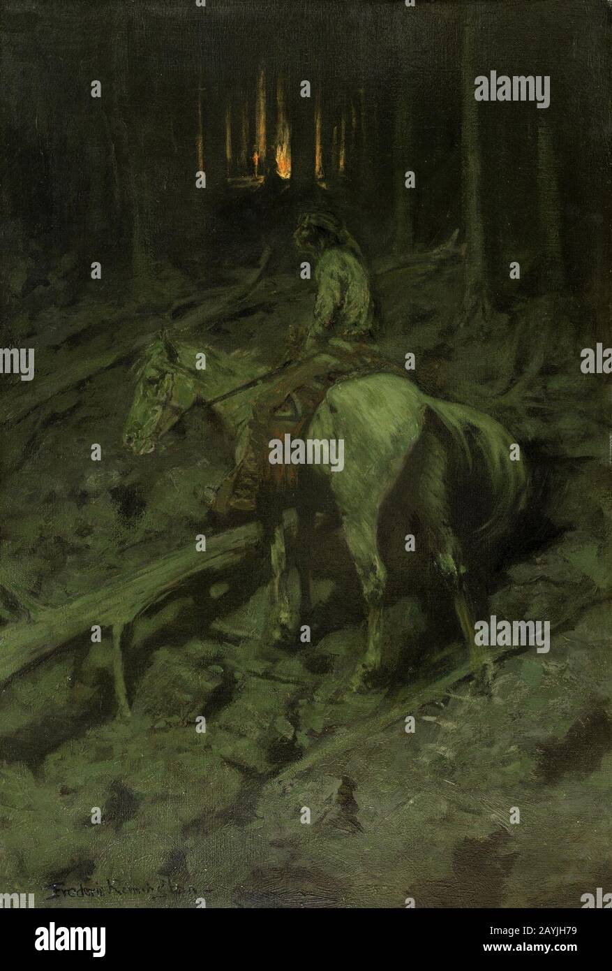 Frederic remington apache fire signal hi-res stock photography and ...