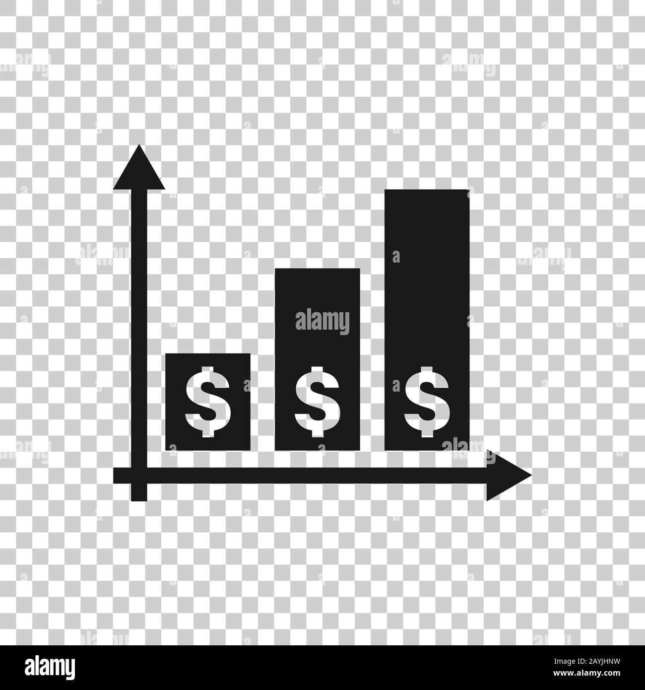 Money growth icon in flat style. Arrow progress vector illustration on ...
