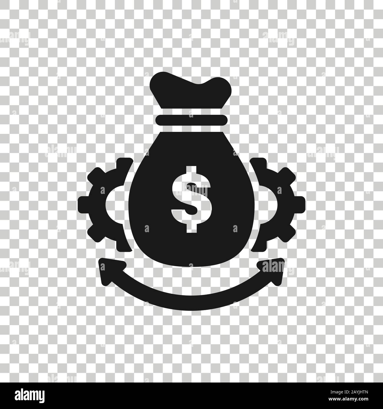 Money optimization icon in flat style. Gear effective vector ...