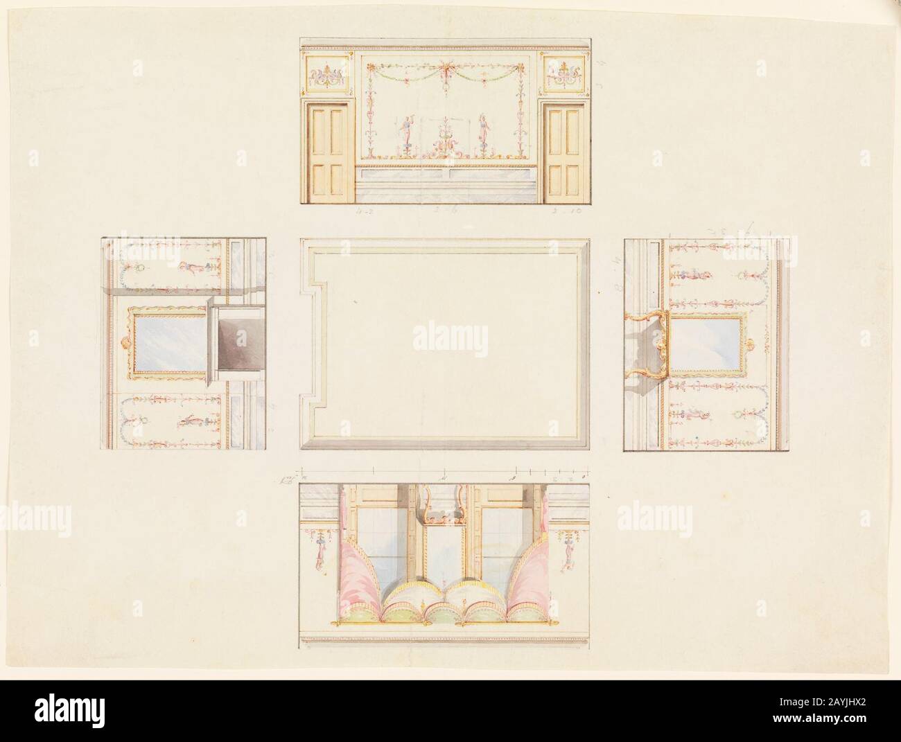 Frederick Crace - Design for Ceiling and Four Walls of Room Stock Photo ...