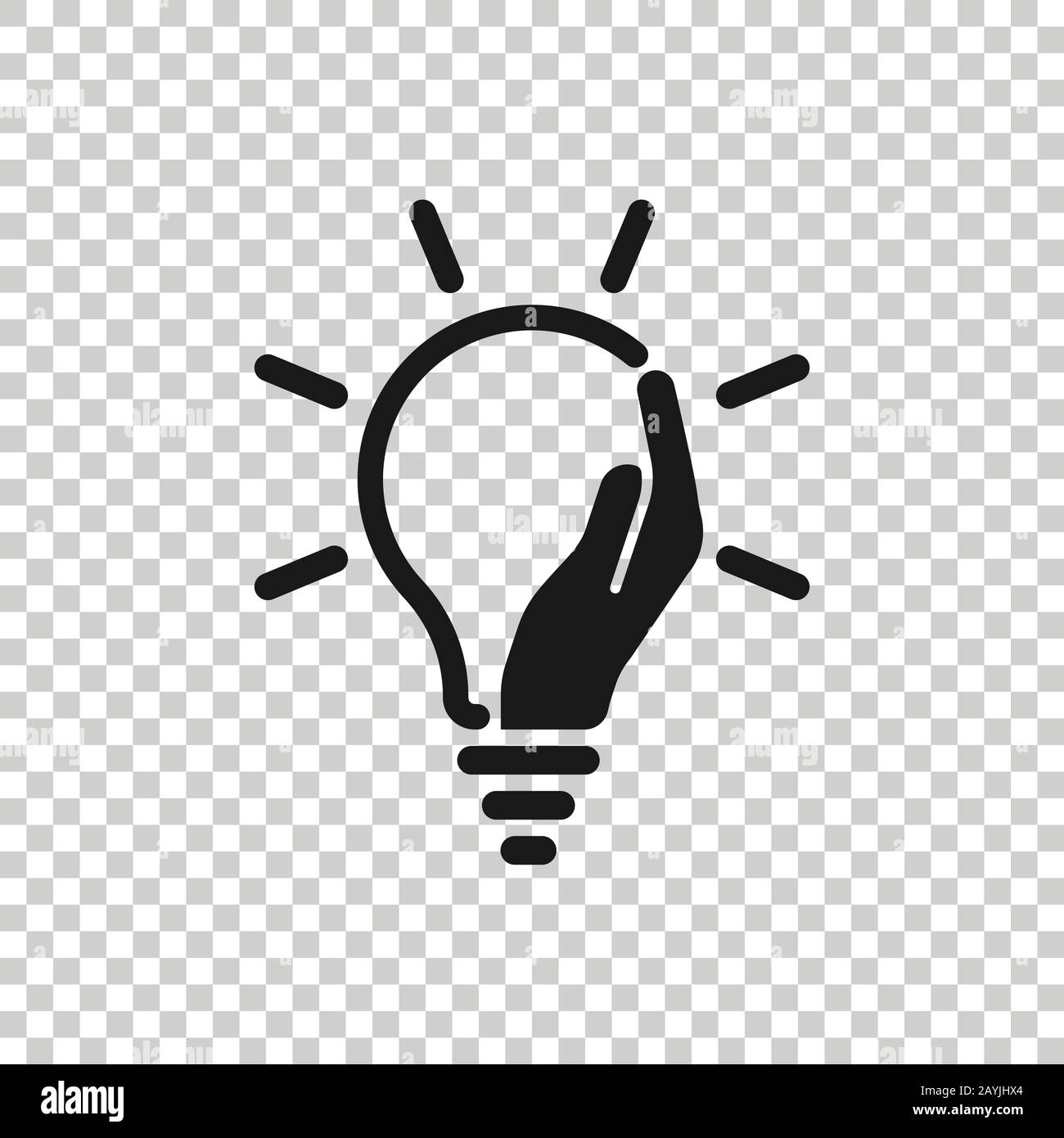 Lightbulb in hand icon in flat style. Bulb vector illustration on white ...