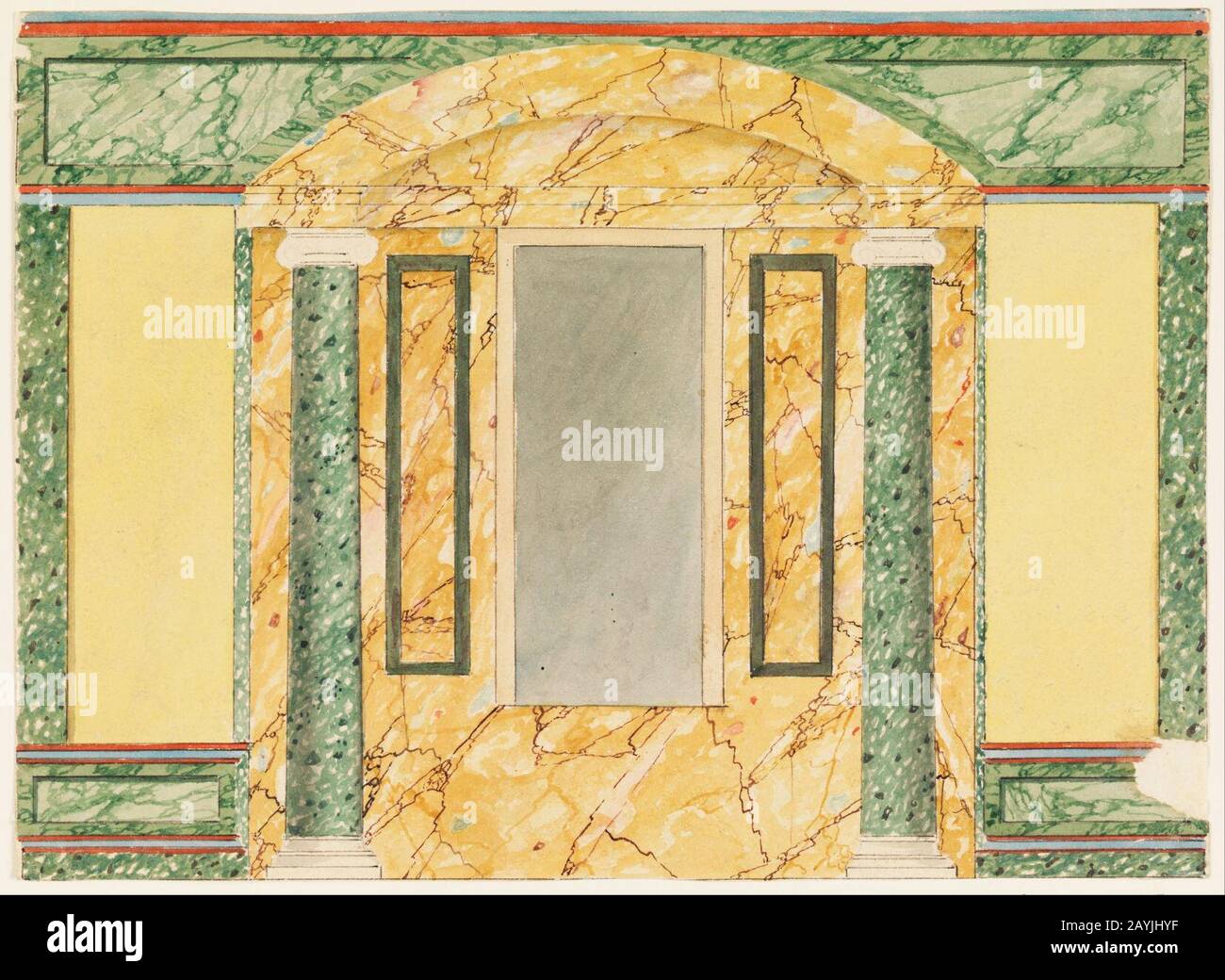 Frederick Crace - Wall Elevation with Marbled Niche Stock Photo - Alamy