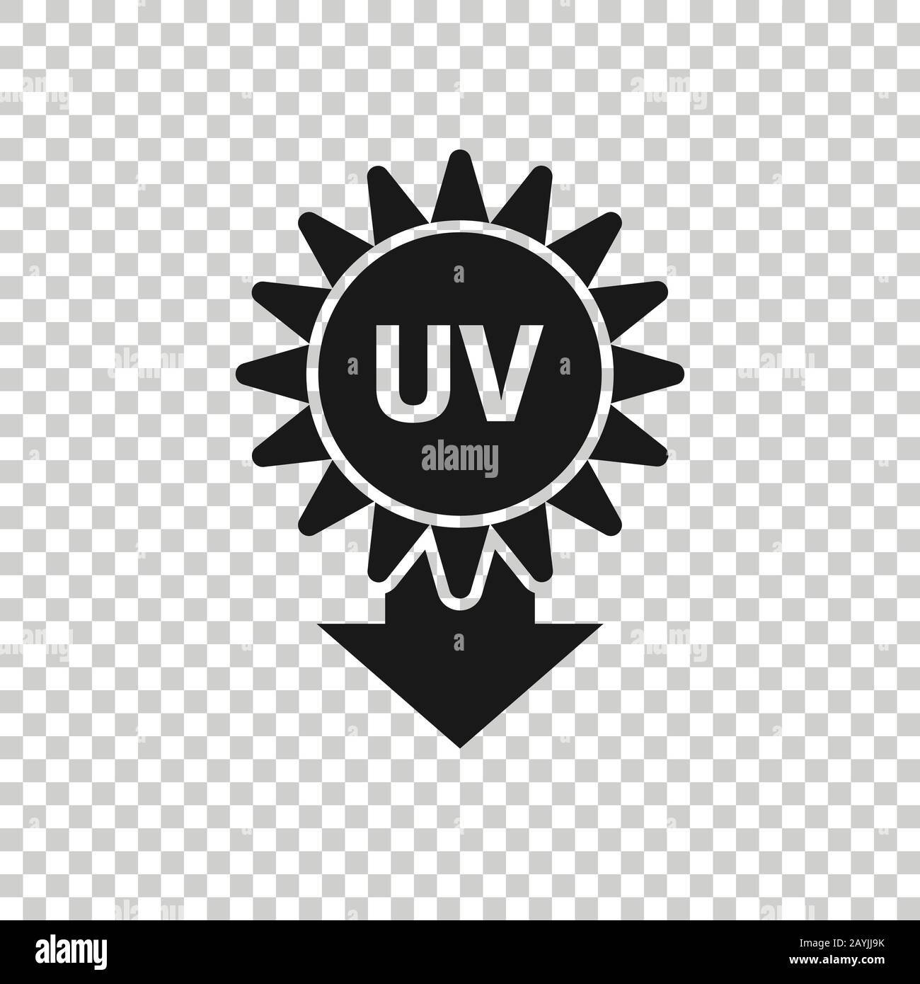 UV radiation icon in flat style. Ultraviolet vector illustration on white isolated background ...