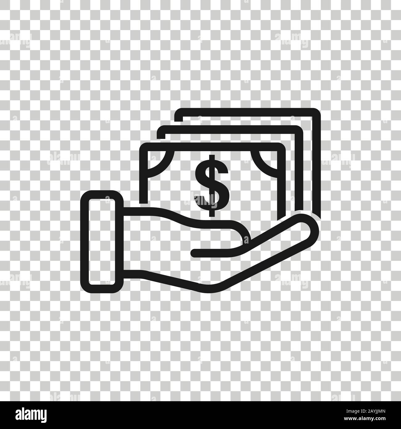 Remuneration icon in flat style. Money in hand vector illustration on ...