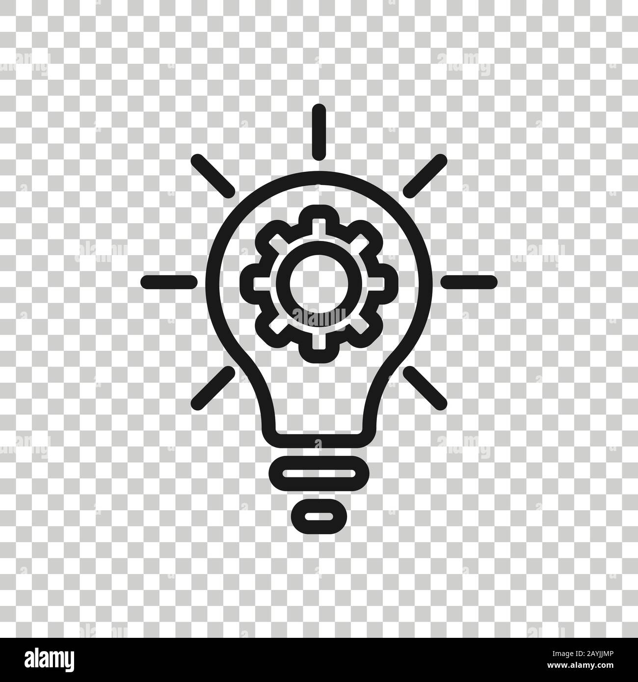 Innovation icon in flat style. Lightbulb with cogwheel vector illustration on white isolated ...
