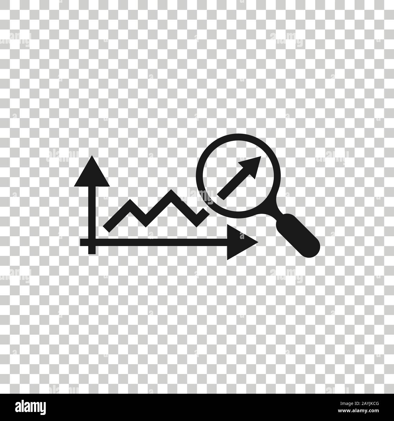 Market trend icon in flat style. Growth arrow with magnifier vector ...