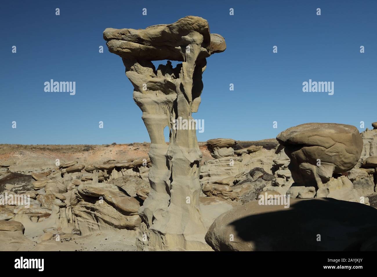 Strange Rock Formation in Bisti Badlands (Alien Throne) New Mexico USA ...