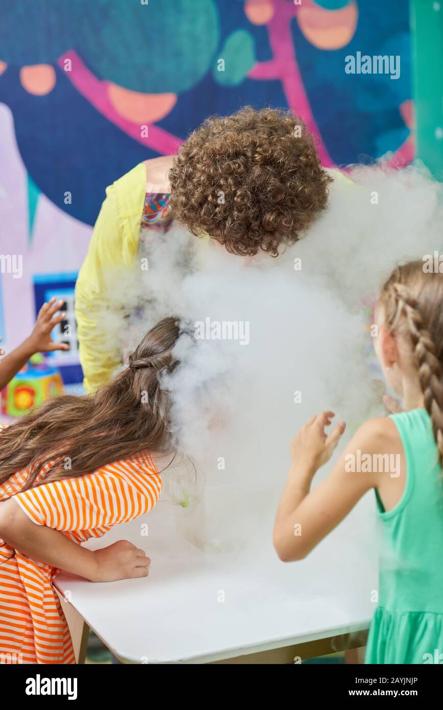 Liquid nitrogen experiment for kids Stock Photo - Alamy