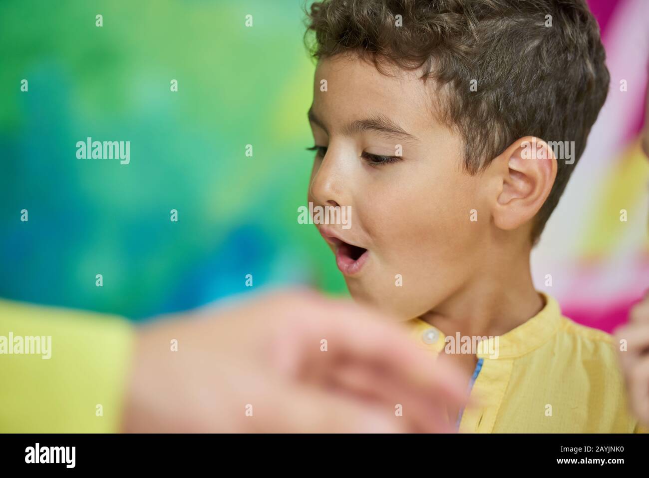 Happy little boy reaction face hi-res stock photography and images - Alamy