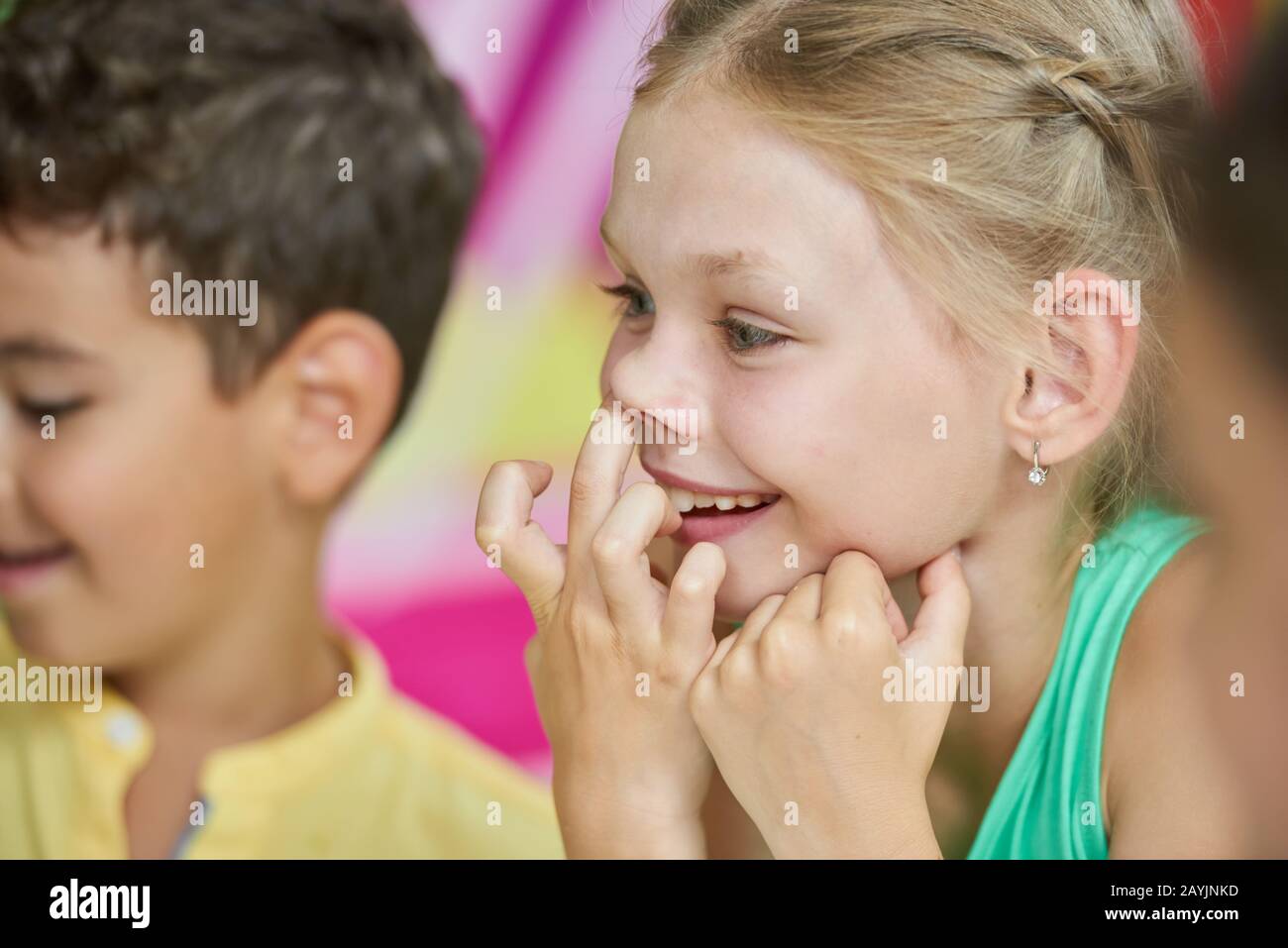 Portrait of cute funny child girl Stock Photo - Alamy
