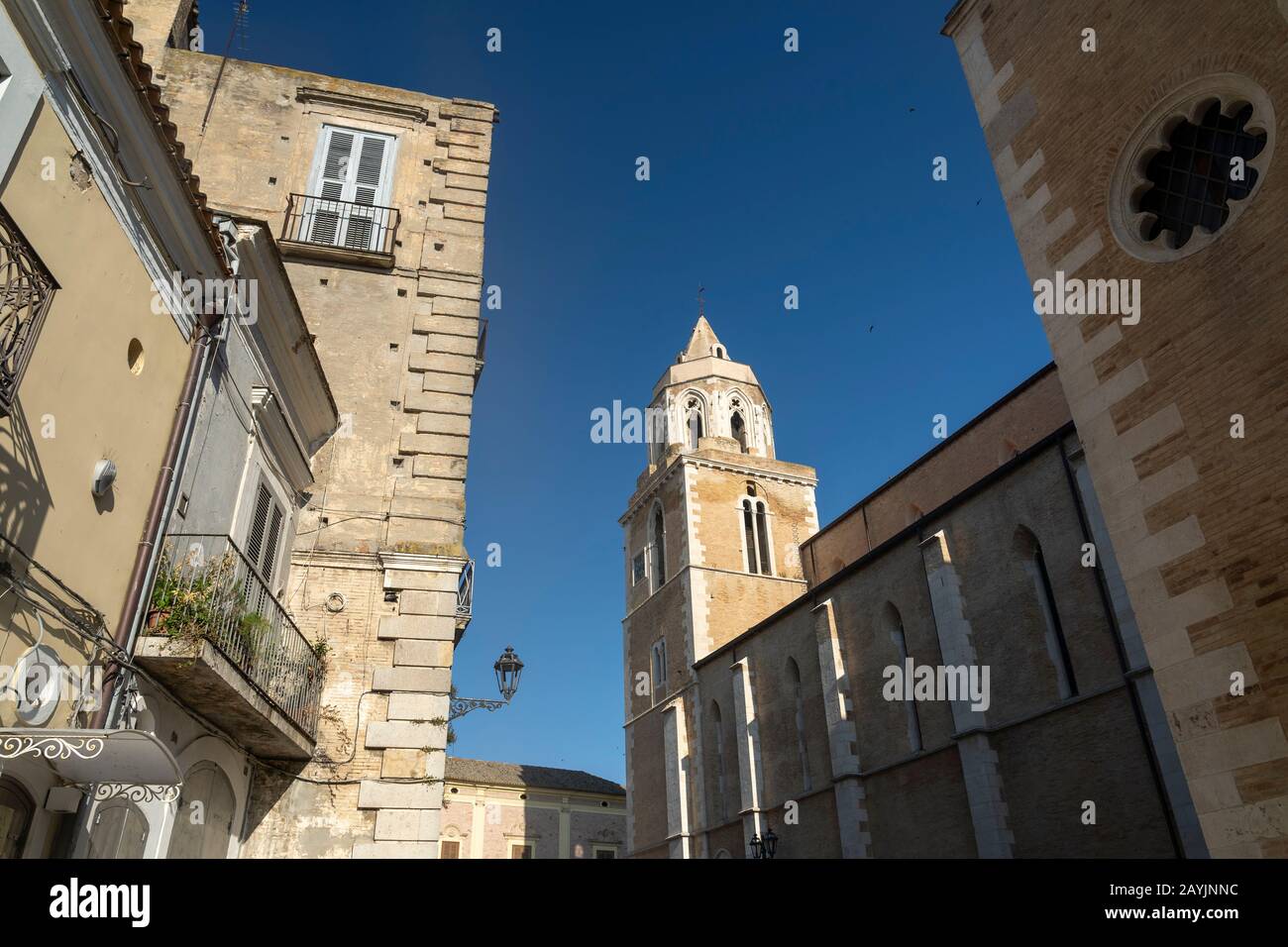 Lucera, Foggia, Apulia, Italy: exterior of the cathedral, belfry Stock ...