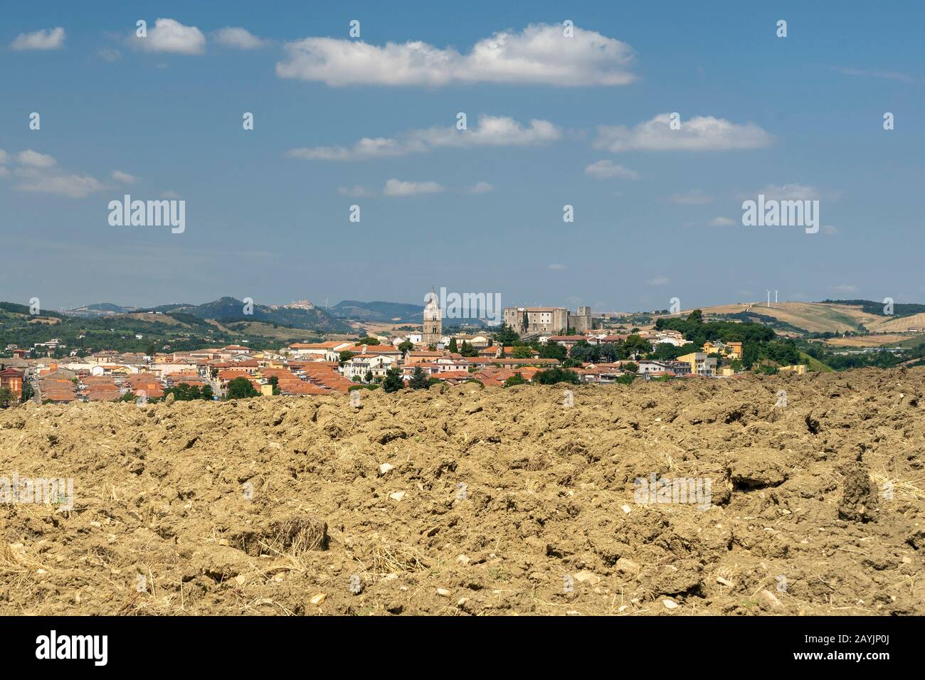 Rural landscape in Basilicata. Panoramic view of Melfi, Potenza, Italy ...
