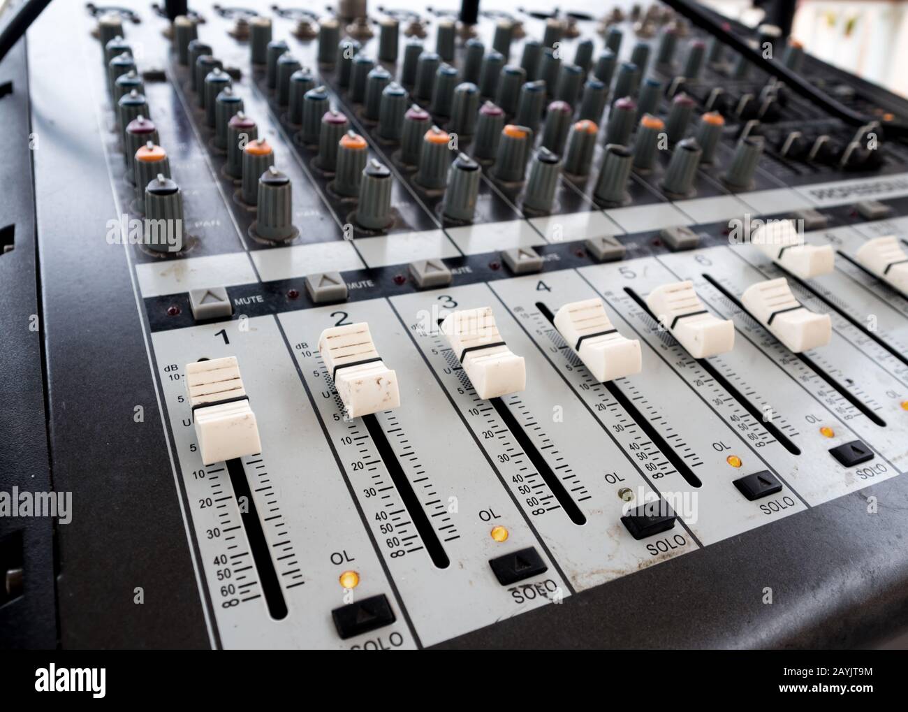 Rust and stain on multi-button slide and rotary switch on the old ...