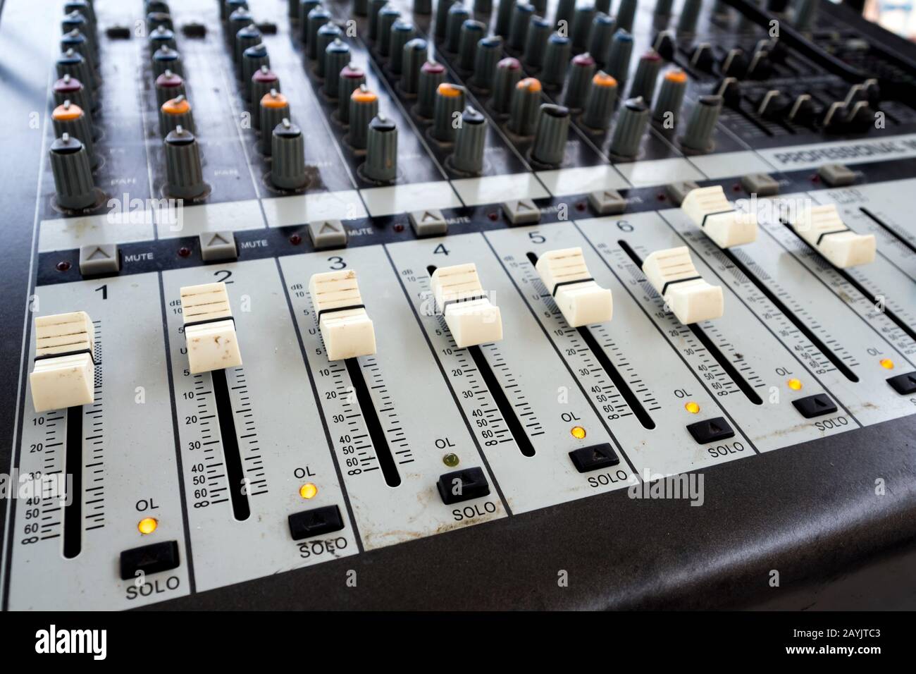 Rust and stain on multi-button slide and rotary switch on the old ...