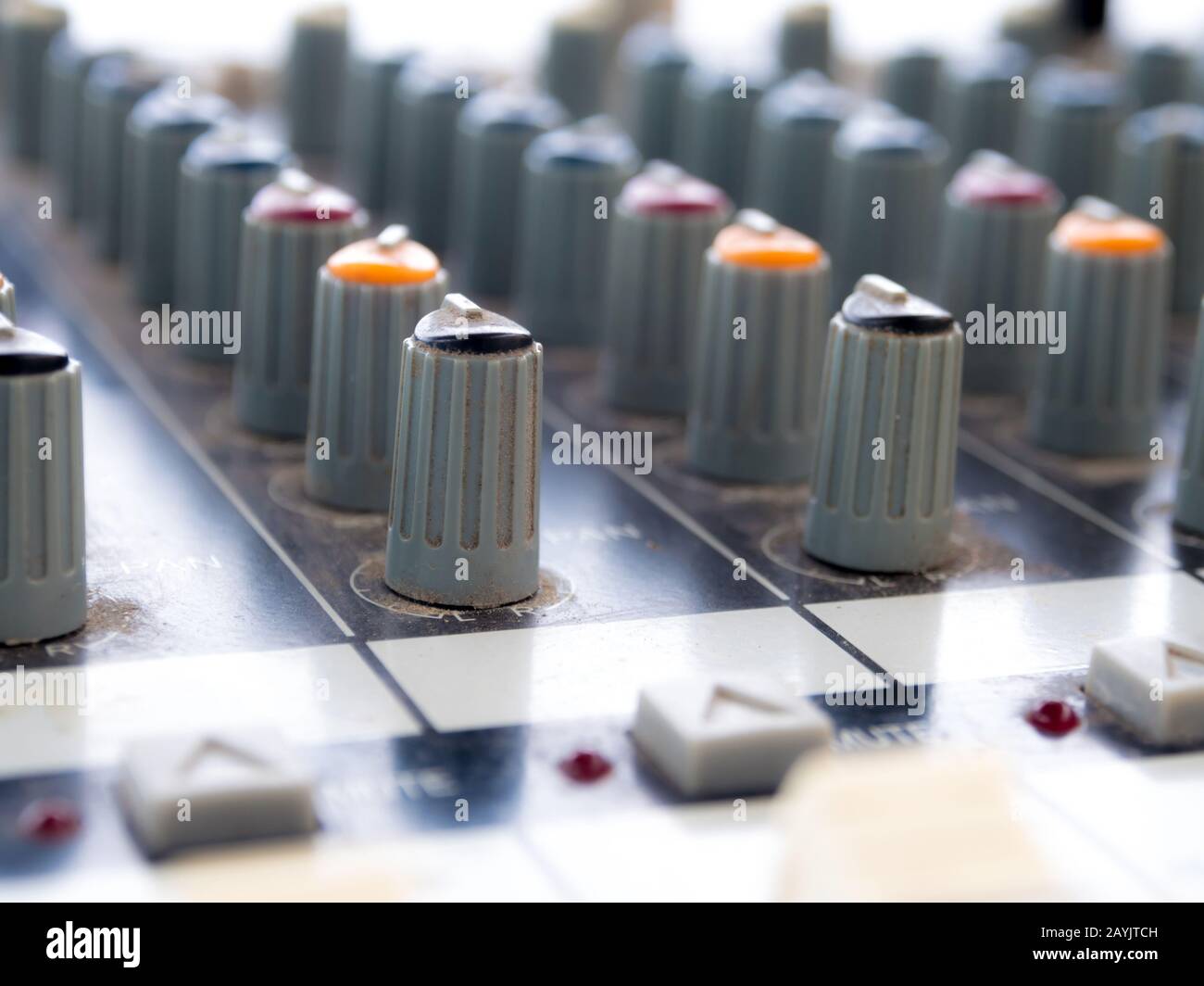 Dust and stain on multi-button slide and rotary switch on the old ...