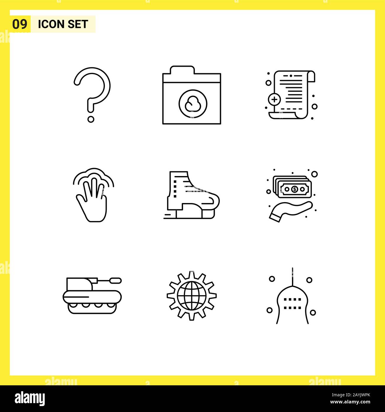 9 Icon Set. Simple Line Symbols. Outline Sign on White Background for ...