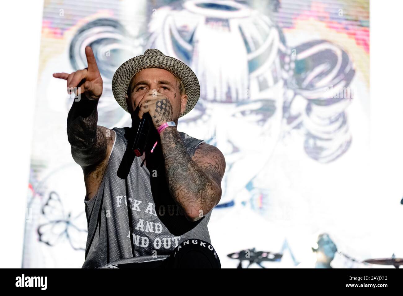 Dnepr, Ukraine - 6 August, 2019: Crazy Town band in music concert ...