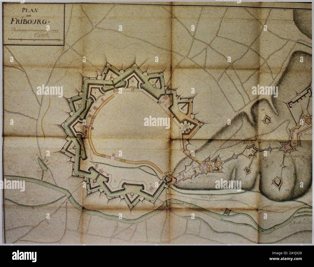 Freiburg hist map 006 Stock Photo - Alamy