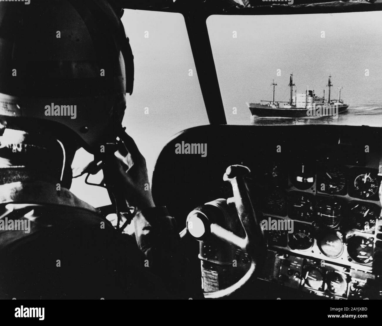 Freighter off Vietnam, seen from cockpit of SP-5B Marlin of VP-40 in ...