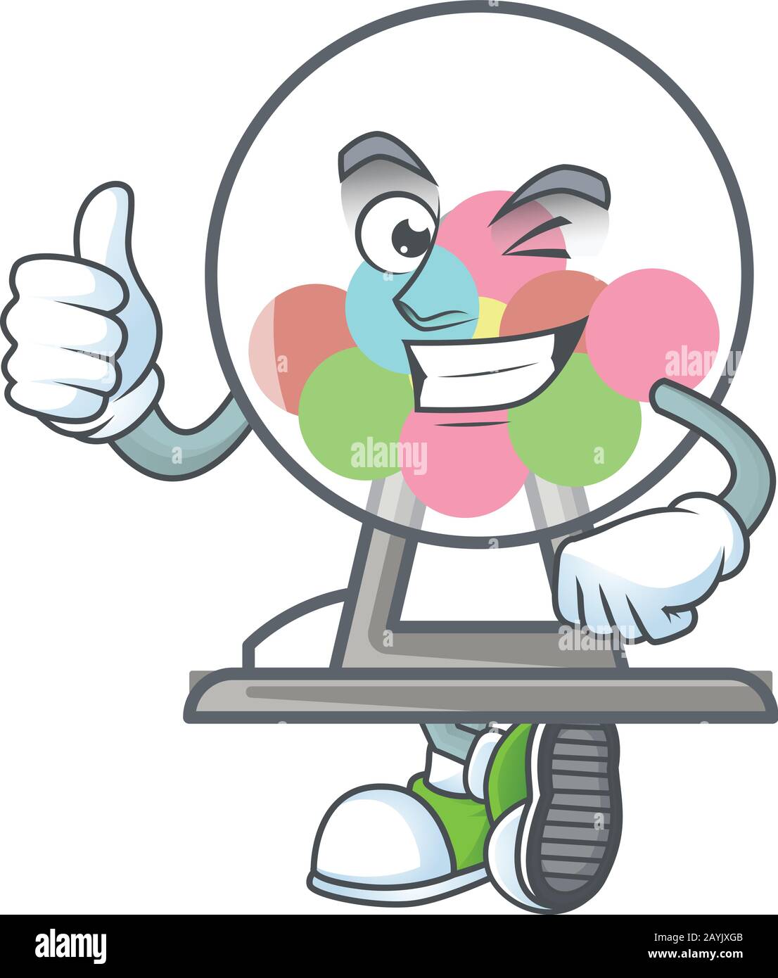 A mascot icon of lottery machine ball making Thumbs up gesture Stock ...