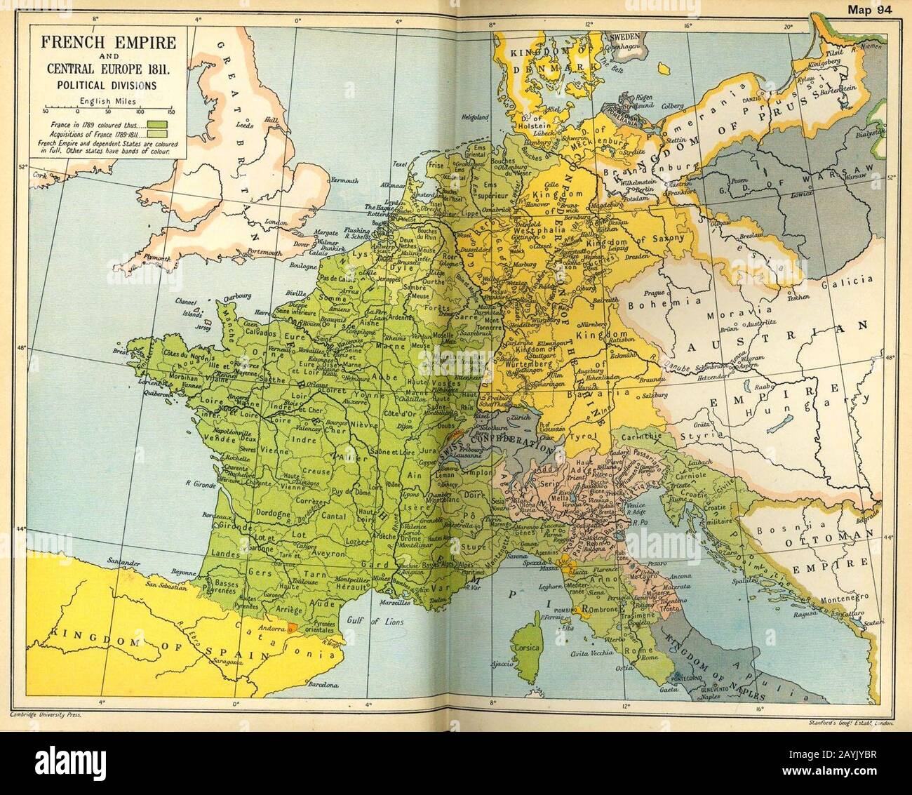 French Empire and Central Europe 1811 Political Divisions Stock Photo ...