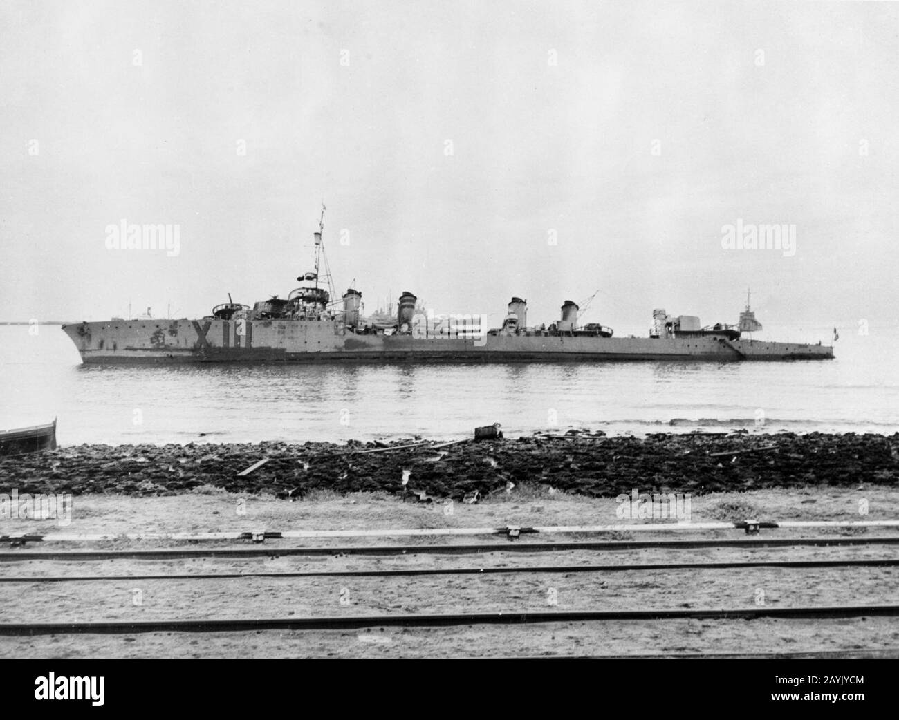 French destroyer Milan beached off Casablanca on 4 December 1942 Stock ...