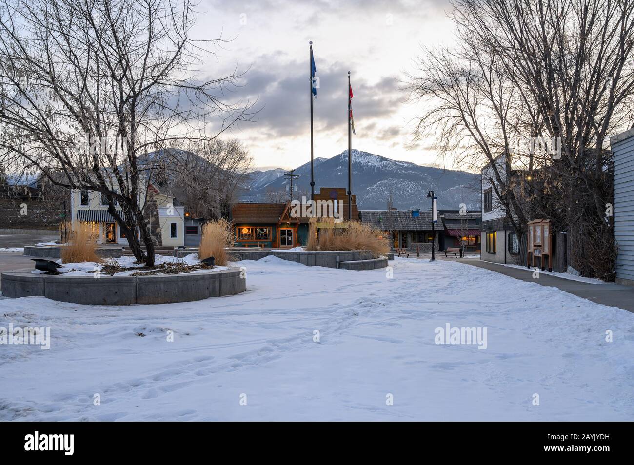 Winter morning in downtown Invermere, British Columbia, Canada Stock ...