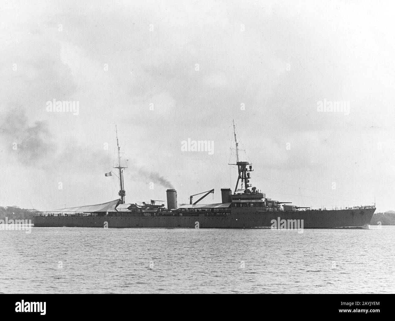 French heavy cruiser Tourville in Gatun Lake, Panama Canal zone, on 1 ...
