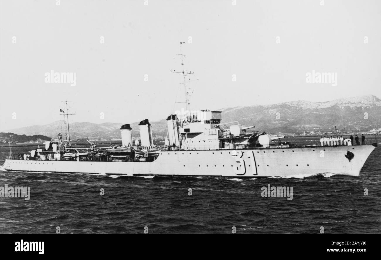 French L'Adroit-class destroyer off Toulon in the late 1930s Stock ...