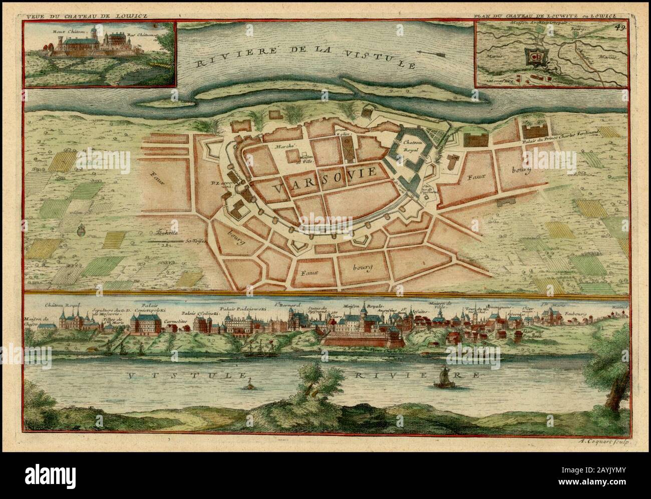 French map of Warsaw, 1705 Stock Photo - Alamy