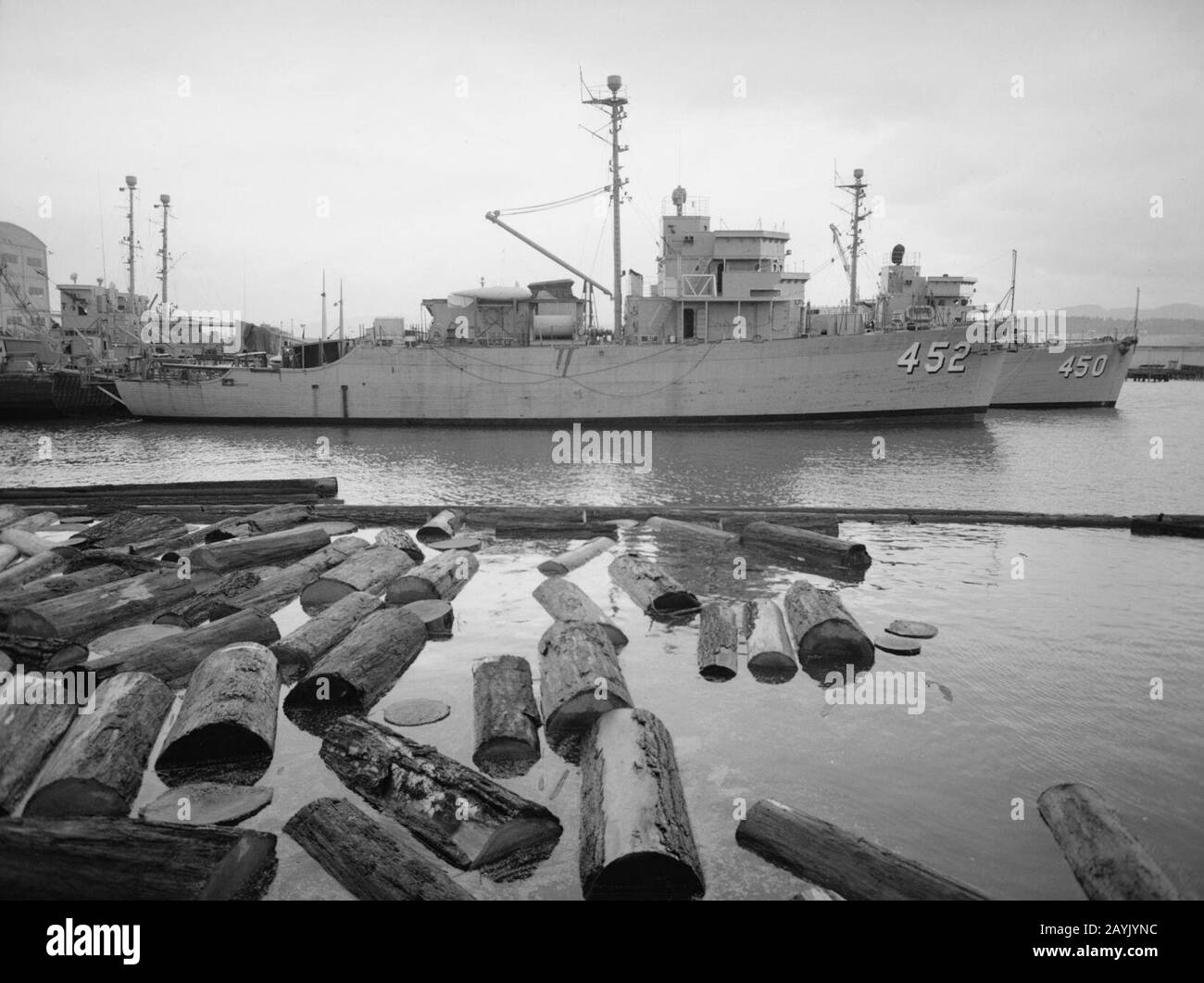 French minesweepers Berneval (M613) and Garigliano (M617) fitting out ...