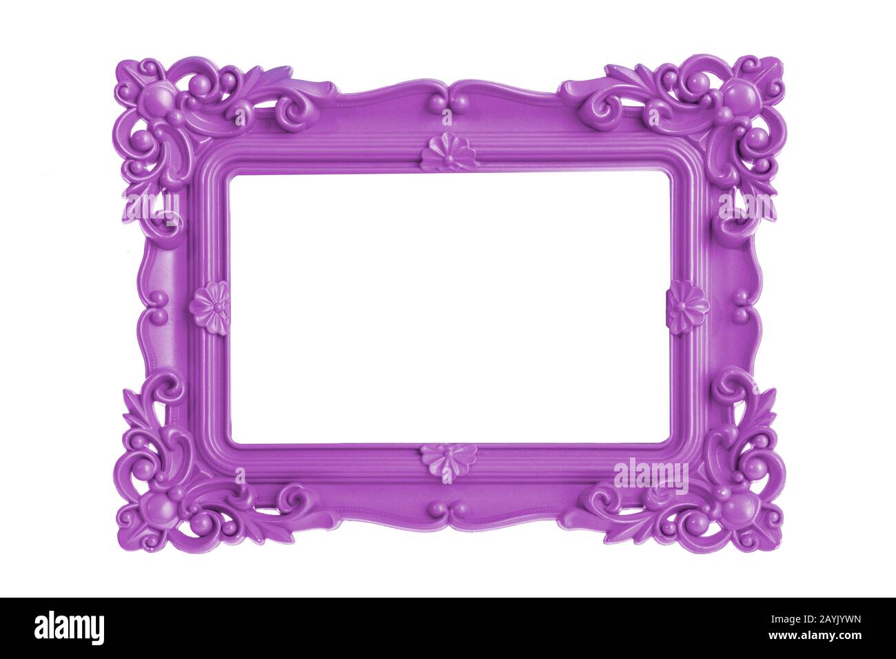 Modern plastic bright purple picture frame with antique styling ...