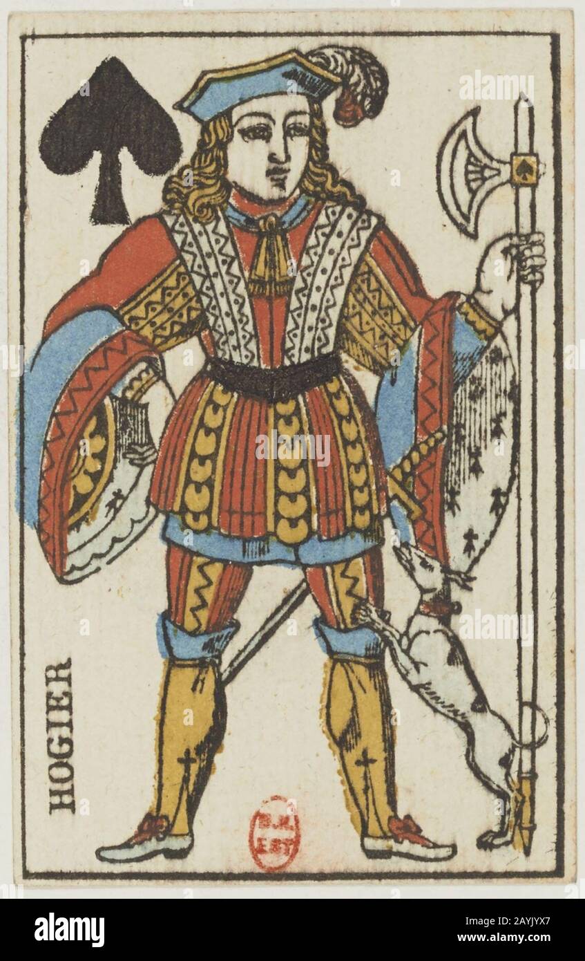 French Portrait card deck - 1813 - Jack of Spades Stock Photo - Alamy