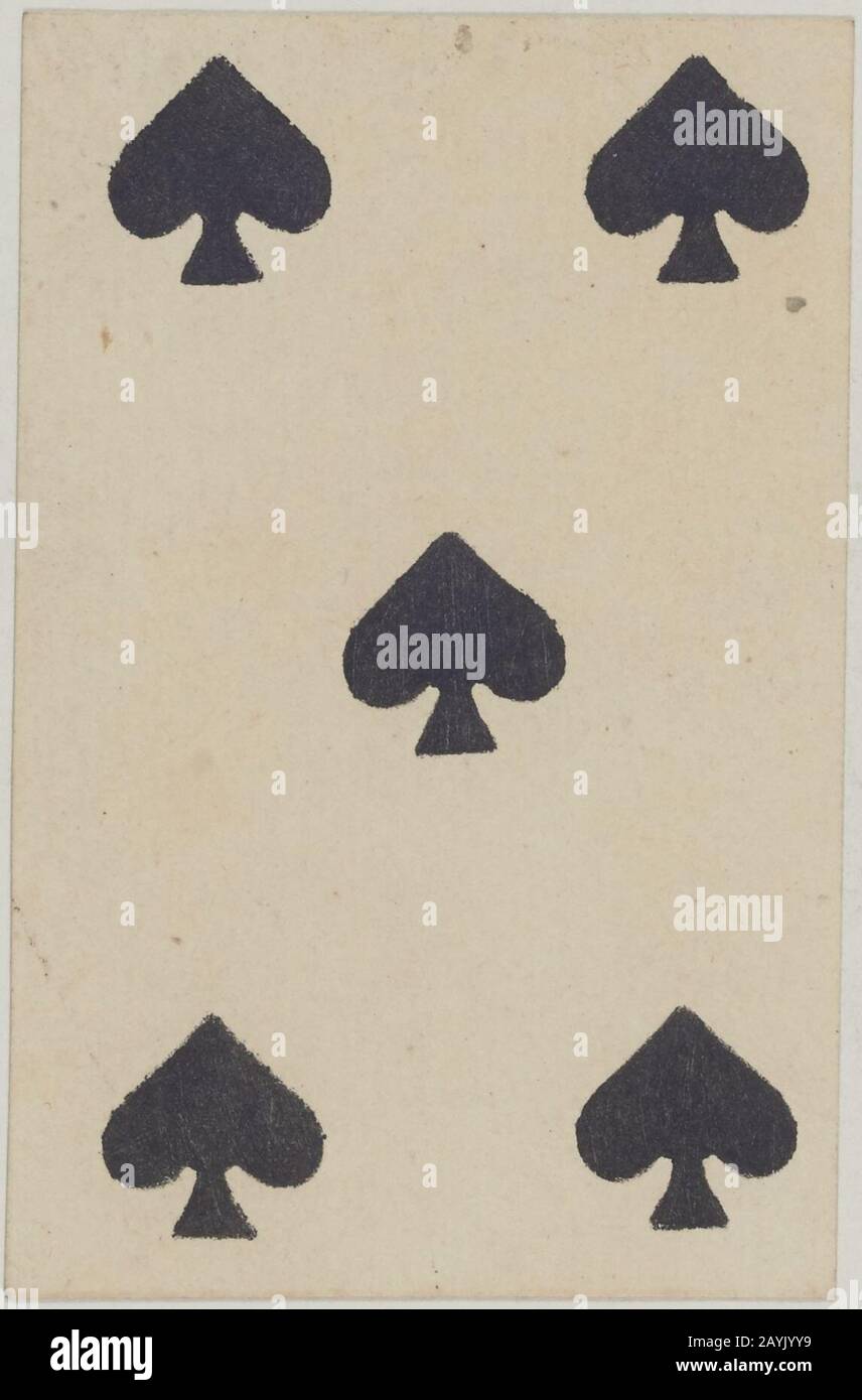 French Portrait card deck - 1816 - 5 of Spades Stock Photo - Alamy