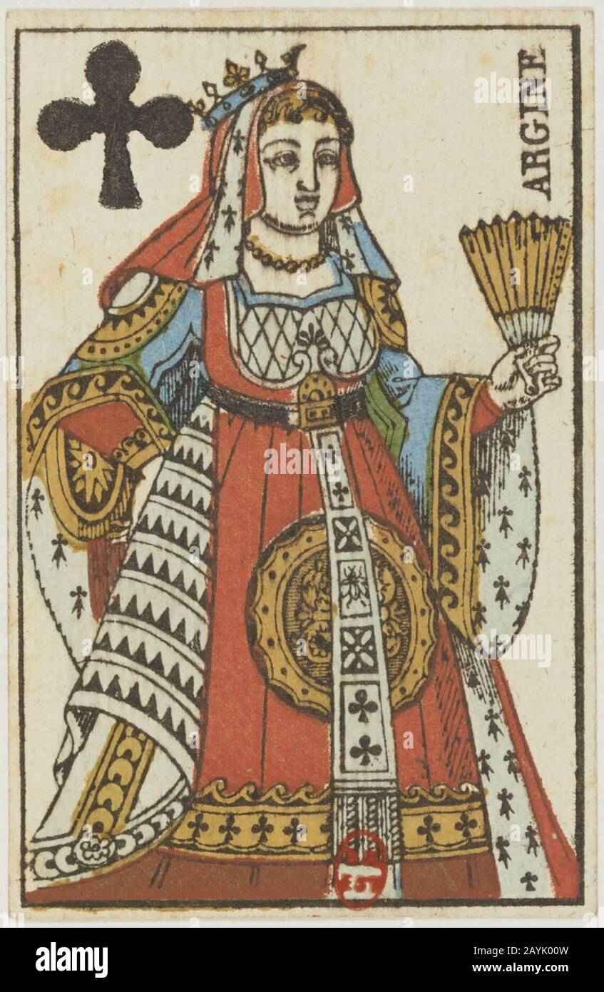 French Portrait card deck - 1813 - Queen of Clubs Stock Photo - Alamy