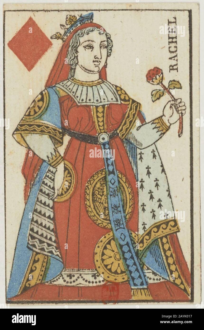 French Portrait card deck - 1813 - Queen of Diamonds Stock Photo - Alamy
