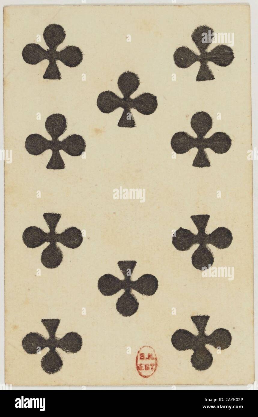 French Portrait card deck - 1827 - 10 of Clubs Stock Photo - Alamy