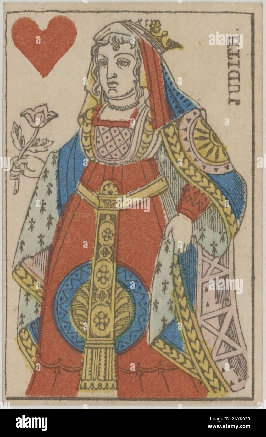 French Portrait card deck - 1816 - Queen of Hearts Stock Photo - Alamy